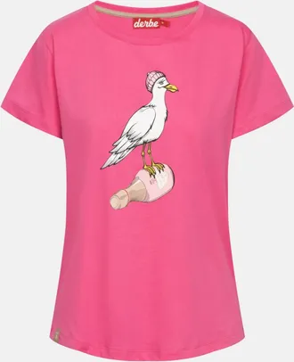 Derbe Derbe T-Shirt Sturmm&ouml;win Damen Pink GOTS Organic