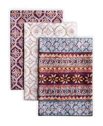 Maison d'Hermine Maison dHermine Fair Isle Lot de 3 torchons de cuisine, bar multi-usages doux et absorbants 100 % coton - Printemps/été - 50 x 70 cm