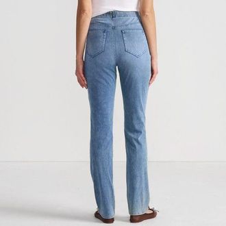 Lands End Mid Waist Straight Knit Jeans, Damen, Gr&ouml;&szlig;e:36-38 regular, Blau, Baumwoll-Mischung/Polyester-Mischung, by Lands End
