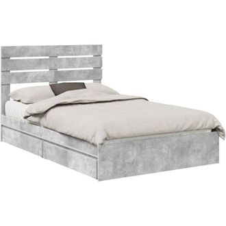 vidaXL Aufbewahrungsbett Beton Grau 135 x 190 cm Holzwerkstoff vidaXL