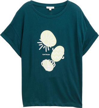Tom Tailor Damen 1046437 T-Shirt, 27528-Dark Teal Green, XS