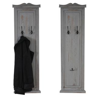 Mendler 2er-Set Garderobe T33, Wandgarderobe Garderobenpaneel, Wandhaken Holz 109x28x4cm - grau Shabby