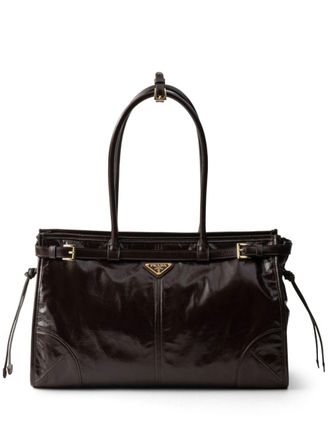 Prada grand sac porté épaule Bonnie - Marron