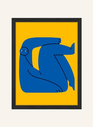 Any Image Any Image Wandbild Blaugelbe Abstrakte Figur Mit Rahmen schwarz