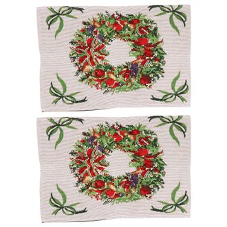 NUOBESTY 2 St&uuml;ck Strick Weihnachtstischset mit Kranzmuster Hitzebest&auml;ndige Tischmatten f&uuml;r Esstischdekoration und Party Festliches Tischset