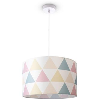 Paco Home Paco Home - Plafonnier Abat-Jour Tissu Suspension E27 Chambre Rond Lampe &agrave; suspension - Blanc, Design 2 (&Oslash;45,5 cm)