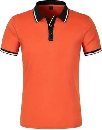 Generic Polo d&eacute;contract&eacute; pour homme avec boutons c&ocirc;tel&eacute;s et blocs de couleurs pour homme, Orange, 3XL