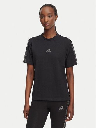 adidas T-Shirt Seasonal Essentials Animal Print 3-Stripes KH1550 Schwarz Regular Fit