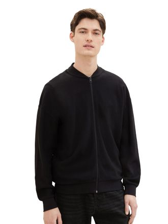Tom Tailor Herren Relaxed Fit Sweatshirt Bomberjacke, Black, M