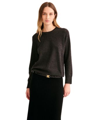 Naadam Damen The Original Kaschmir-Rundhals-Sweater, Rauch, Klein