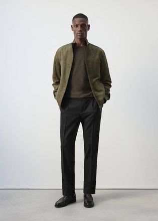 Mango Veste bomber effet daim kaki - Homme - XXL - MANGO MAN