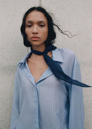 Mango Lot 2 foulards combin&eacute;s bleu marine - Femme - Taille unique - MANGO