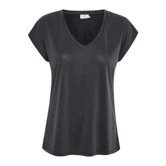 Kaffe Gewaschenes Schwarzes T-Shirt Top - - Tops - Damen - Schwarzk - L