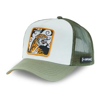 Capslab Angry Tiger Design A-Frame Trucker Cap Gr&uuml;n - One-Size