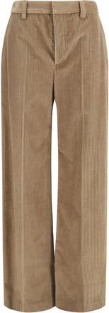 Brunello Cucinelli Pantalon en velours de coton - Femme - Pantalons - Brun - Taille: 38 FR