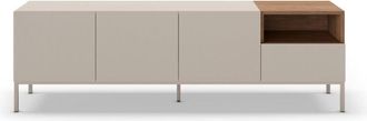 DRAWER Meuble TV 3 portes 1 tiroir en bois et métal L180cm - Beige - QUENOR