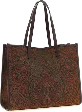 Etro Paisley Jacquard Canvas Tote Bag - Green
