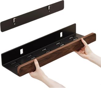 Generic Schweberegal aus Walnussholz für Die Wand, Abnehmbares Aufbewahrungsregal mit Lippe, für Wohnzimmer, Badezimmer, Küche(40x13cm/16x5in)