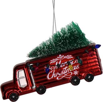 HD Collection Christbaumschmuck Kunststoff 13,3cm - Weihnachtstruck Figur zum Aufh&auml;ngen - handbemalt & mit Glitzer - Weihnachtsbaum Anh&auml;nger f&uuml;r Weihnachten - Chris