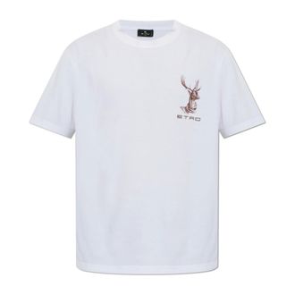 Etro Homme, Tops, Blanc, Taille: L T-shirt avec logo brod&eacute;