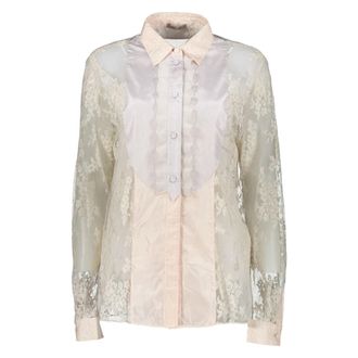 Bottega Veneta Ger&uuml;schtes Spitzenhemd aus Seide und Baumwolle - - Blouses & Shirts - Damen - Rosa - XS