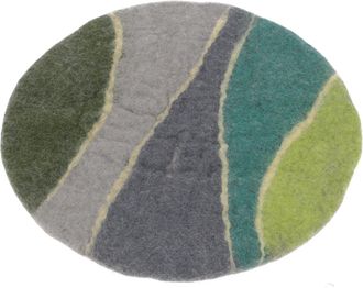 Guru Shop Filz Stuhlauflage, Boho Sitzkissen, Handgefertigts Rundes Filzkissen - Gr&uuml;n/bunt, Wolle, 1x35x35 cm