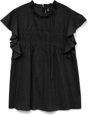 Vero Moda Femme Vmtrine SL Lace WVN Top, Noir, XL EU