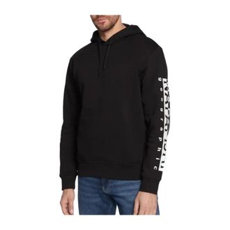Napapijri Schwarzer Baumwollkapuzenpullover Herbst Winter 2023 - - Sweatshirts & Hoodies - Herren - Schwarzk - S