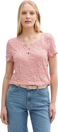 Tom Tailor Damen 1046403 T-Shirt, 38004-Red Tile Minimal, XXS