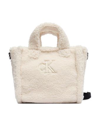 Calvin Klein Jeans Handtasche Teddy Tote Bag IU0IU00355 Creme