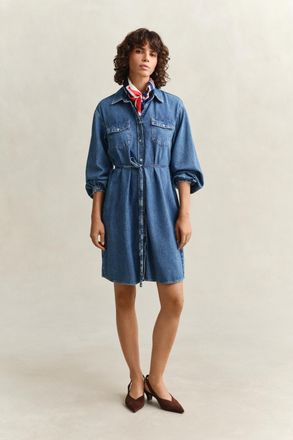 GANT Damen Hemdblusenkleid aus Denim (46) MID Blau ARCHIVE