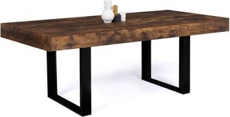 IDMarket Idmarket - Table &agrave; manger rectangle phoenix 8 personnes bois effet vieilli et noir 200 cm