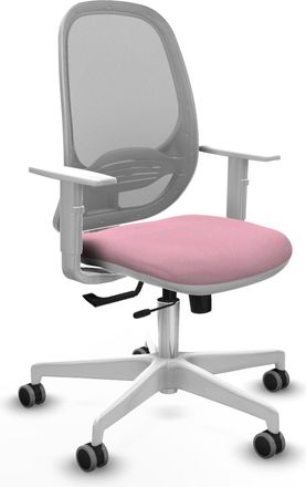 Piqueras y Crespo Schreibtischstuhl mit Rollen in Rosa mit wei&szlig;en Armlehnen, h&ouml;henverstellbare Lendenwirbelst&uuml;tze, ausgestattet mit Syncro/Traslack und Schneideschaum, 