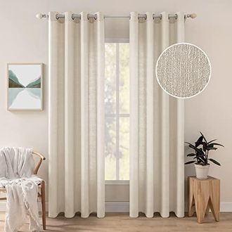 Miulee 2 Panneaux Rideaux Lin Imitaion Rideau De Fenêtre Semi-Transparents Lisse Élégant Décoration Panneaux Voile De Fenêtre Durable Traitement pour Chambre