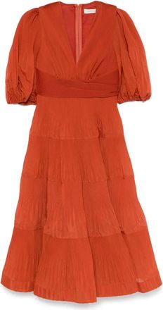 Zimmermann robe mi-longue à design plissé - Rouge