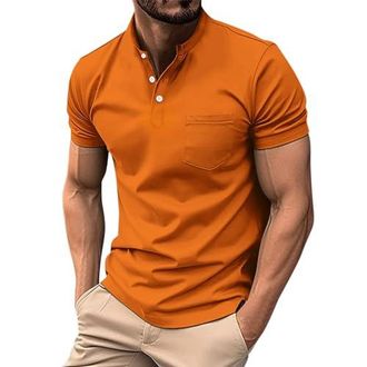 Generic Polo dété pour homme - Haut amincissant 2025 - T-shirt décontracté à manches courtes - Coupe ample - Col montant - T-shirt flatteur - Pour sortir avec