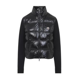 Moncler Femme, Vestes, Noir, Taille: 38 FR Padded Wool Zip-Up Cardigan