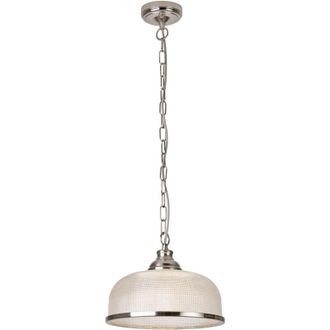 Searchlight Searchlight - Suspension bistro ii 1L Métal argent satiné, verre creux soufflé style Holophane E27 60w diamètre 27cm
