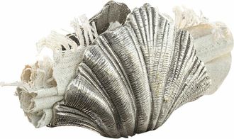 Loberon Deko-Objekt Montarel - Muschel-Design - Markante Reliefstruktur - Charaktervolle Patina - Dekoration - Aluminiumguss, antiksilber