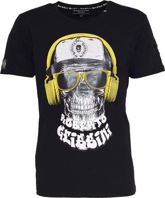 Roberto Geissini Herren T-Shirt DJ Skull Black 3XL