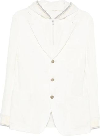 Eleventy Homme, Vestes, Blanc, Taille: M Giacca Pettorina e Cappuccio