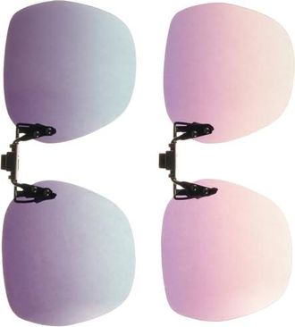Supvox Lot de 2 Lunettes de Soleil Polaris&eacute;es &agrave; Clipser sur Verres Anti-&Eacute;blouissement Gris Bleu et Rose P&acirc;le Protection UV L&eacute;g&egrave;res et Rondes pour Conduite et