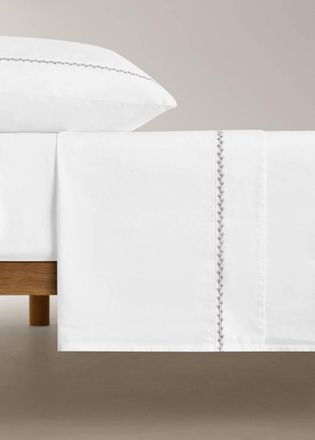 Mango Drap plat enfant percale de coton d&eacute;tail brod&eacute; lit 90 cm blanc - Home - Lit 90 cm - MANGO HOME