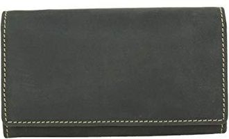 LEAS Portefeuille femme pour 10 cartes de cr&eacute;dit porte monnaie XXL, cuir v&eacute;ritable - Vintage-Collection (noir)