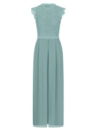 Apart Fashion Damen Eleganter Jumpsuit, Spitzentop und Chiffonhose, &auml;rmellos, Stehkragen mit Spitzenkragen, Taillendetail, Hose mit weitem Bein, Outfit f&uuml;r Abendpar