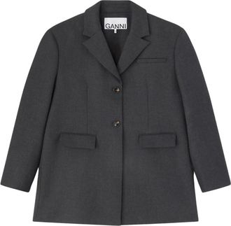 Ganni Femme, Vestes, Noir, Taille: 38/40 FR Wool Suiting Blazer