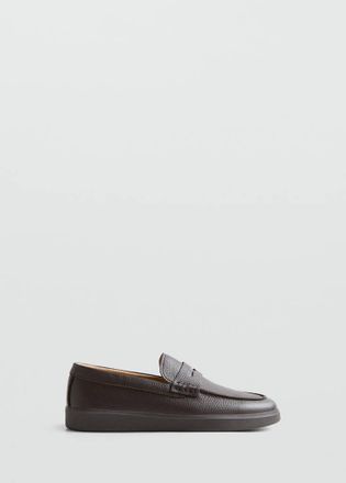 Mango Mocassins cuir d&eacute;tail en forme de masque marron - Homme - 39 - MANGO MAN