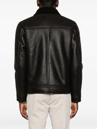 Dondup Shearling Collar Leather Jacket - Brown