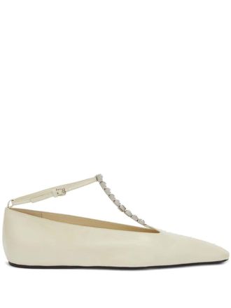 Jil Sander Ballerinas mit Kristallen - Wei&szlig;