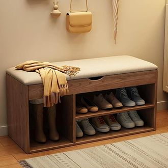 Generic Schuhbankregal - Gepolsterte Eingangsbank Mit Gepolsterter Sitzfläche Und Schuhaufbewahrung for Flur, Wohnzimmer, Schlafzimmer(A,80CM)